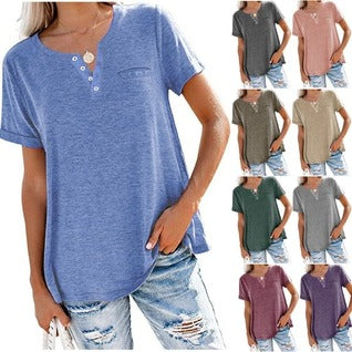 🌈Zak-T-shirt in effen kleur met korte mouwen, nieuwe zomerstijl – chancenu